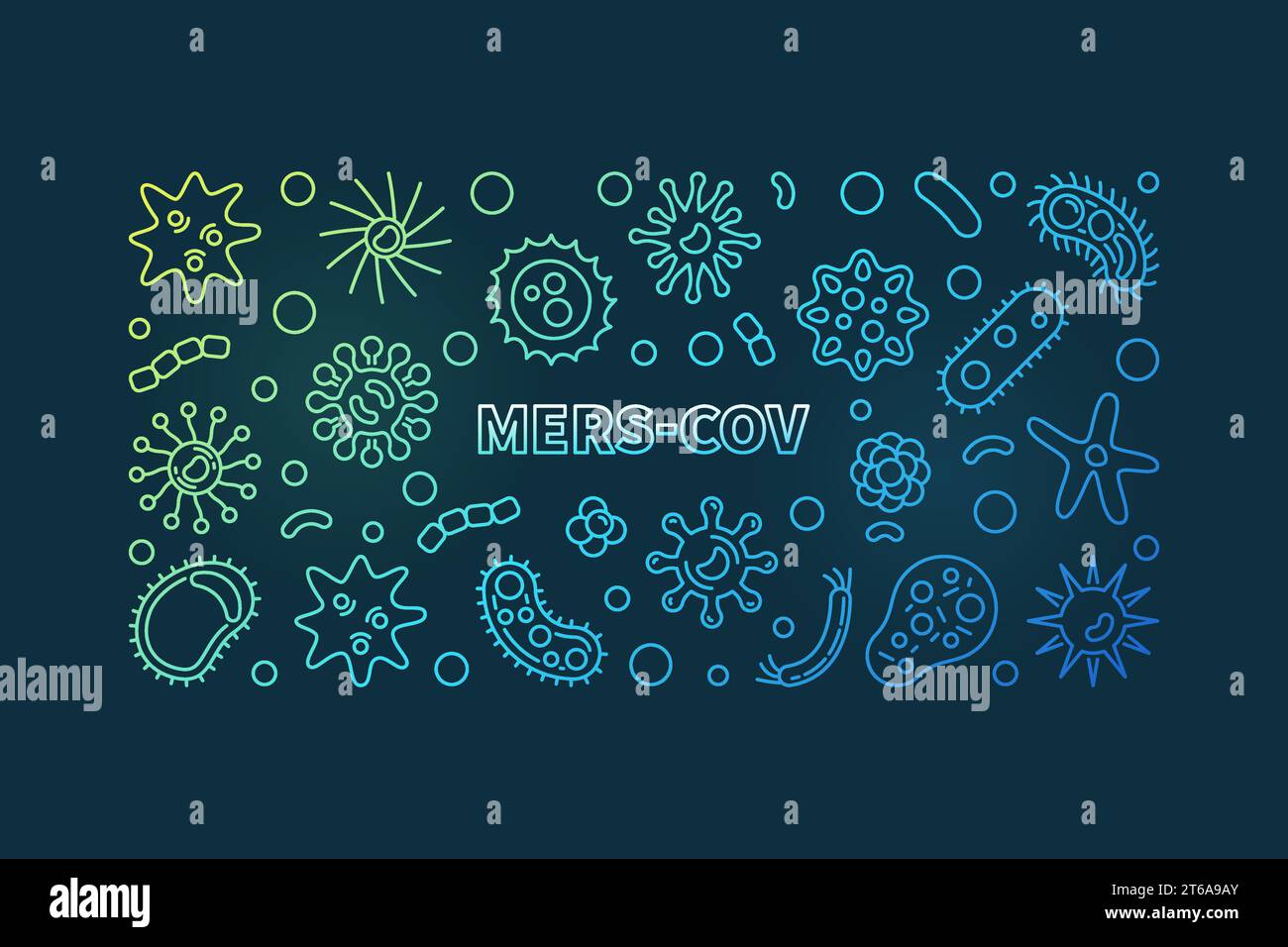 MERS-CoV colored outline horizontal banner. Vector MERS COV concept ... MERS-CoV colored outline horizontal banner. Vector MERS COV concept ...