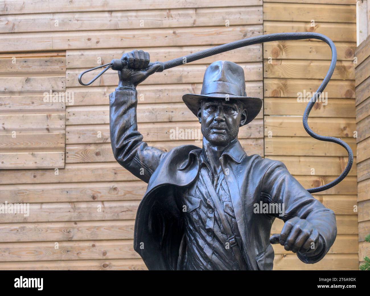 London, UK. Statue (by Fred Tucker, 2023) of Indiana Jones (Harrison ...