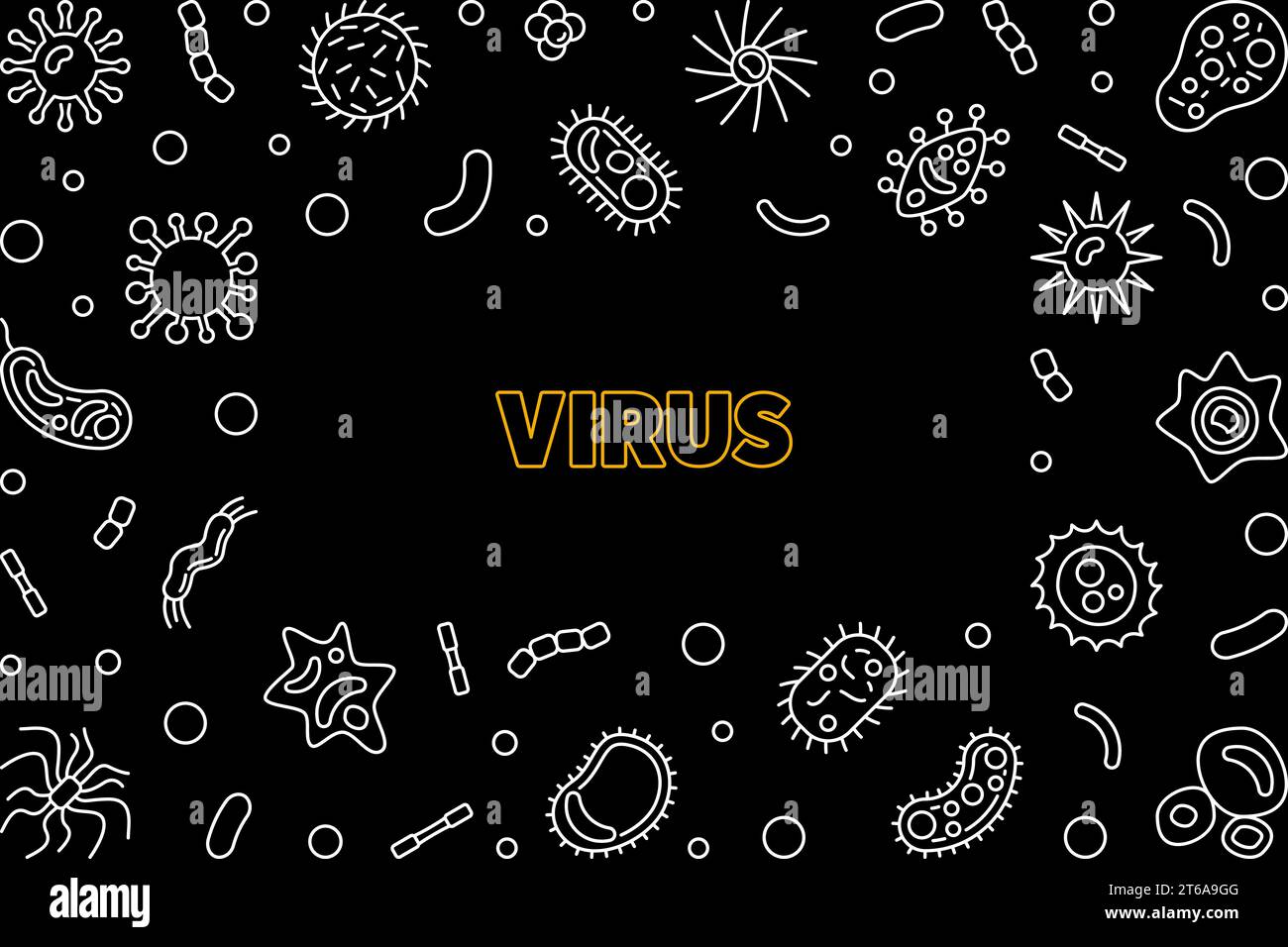 Vector Virus vector concept minimal illustration or frame in thin line ...