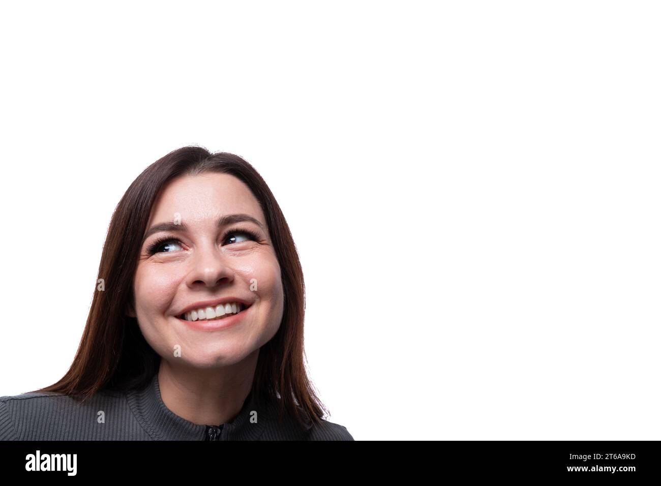 Portrait of young charming Caucasian woman with brown eyes isolated on ... Portrait of young charming Caucasian woman with brown eyes isolated on ...