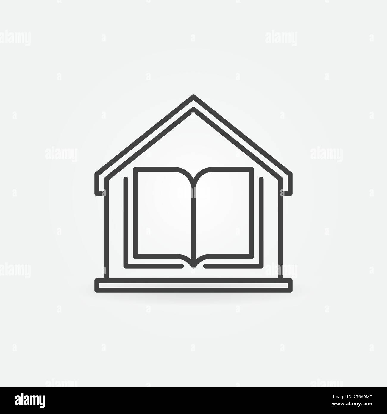 Book inside the House linear icon. Home Education vector concept symbol ...