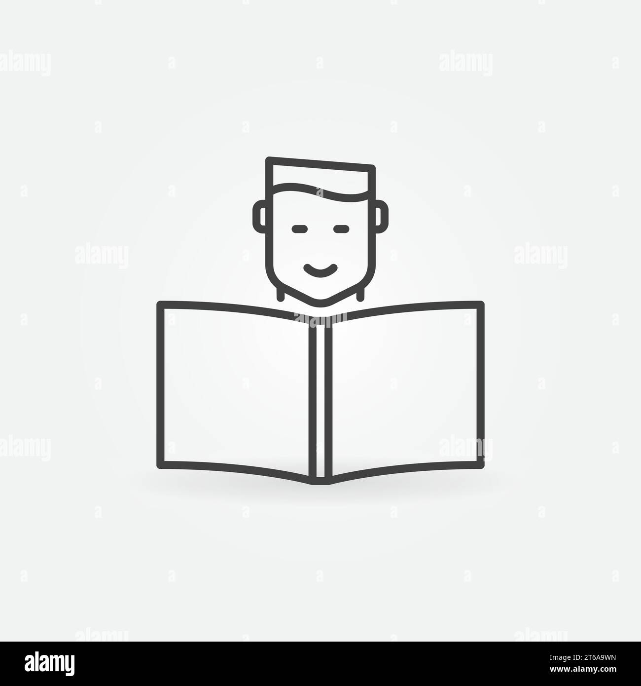 Boy Reading a Book vector concept icon or symbol in thin line style ...