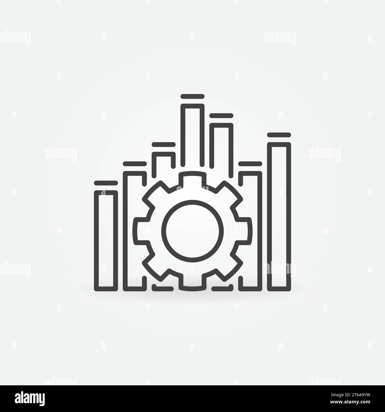 Cog Wheel inside Sound Wave vector concept icon or symbol in thin line ...