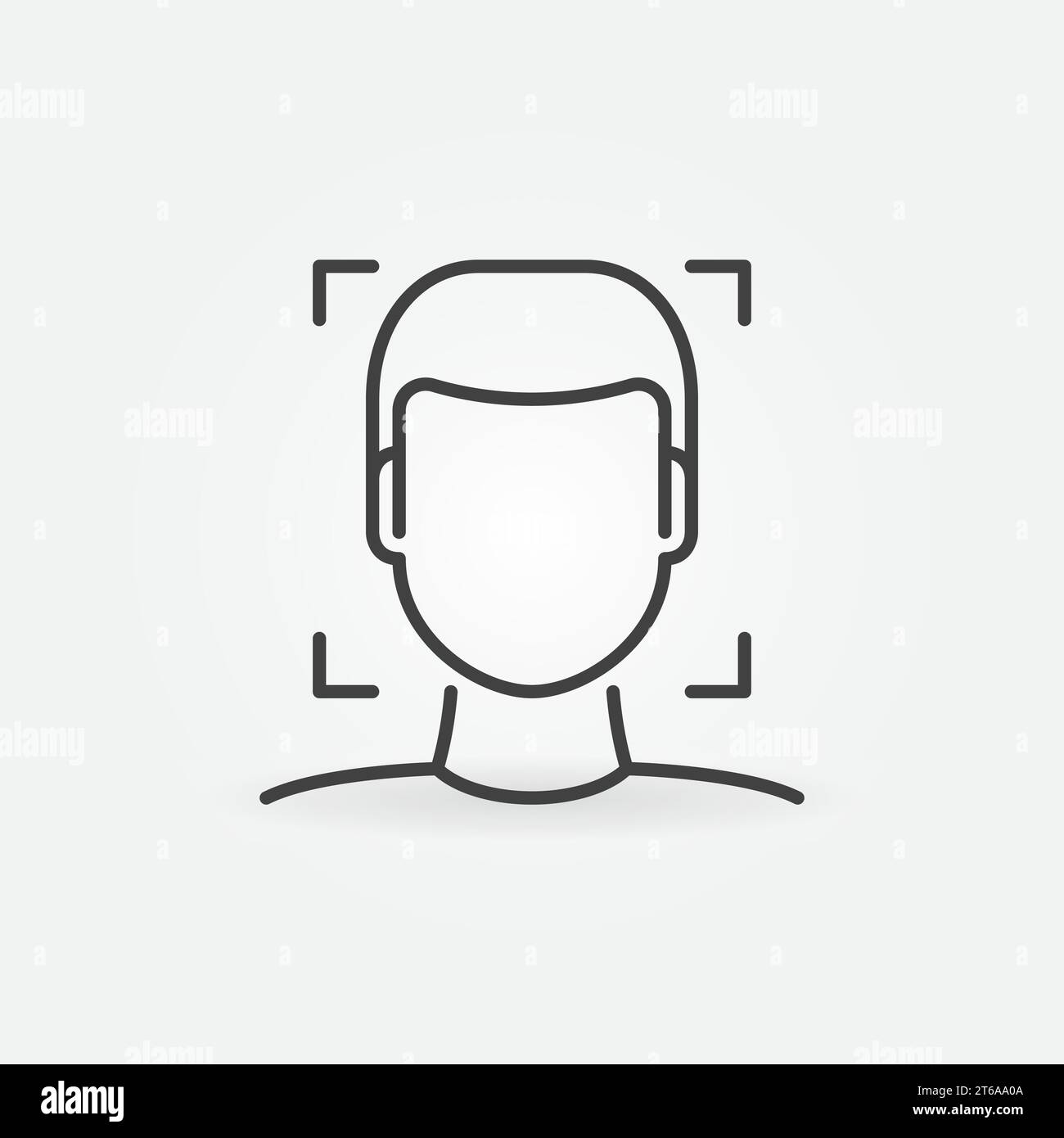 Human Face Recognition And Authentication Linear Vector Concept Icon Or Logo Element Stock