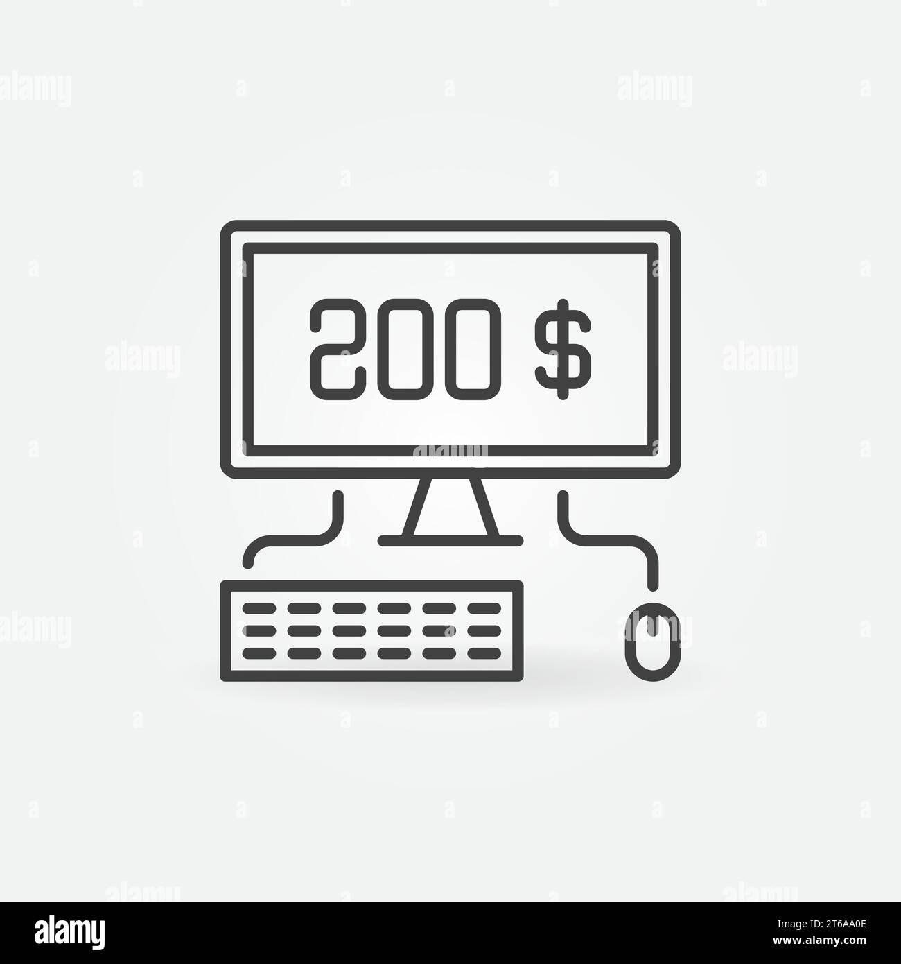 Desktop Computer with Online Banking linear vector concept icon or logo ...