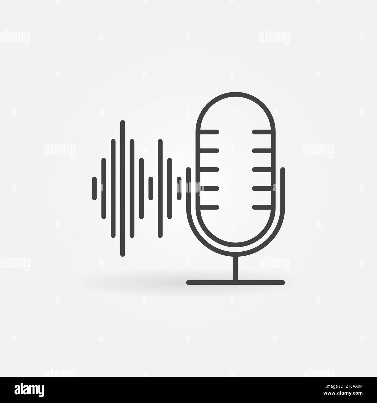 Microphone with Sound wave outline vector concept icon or design ...