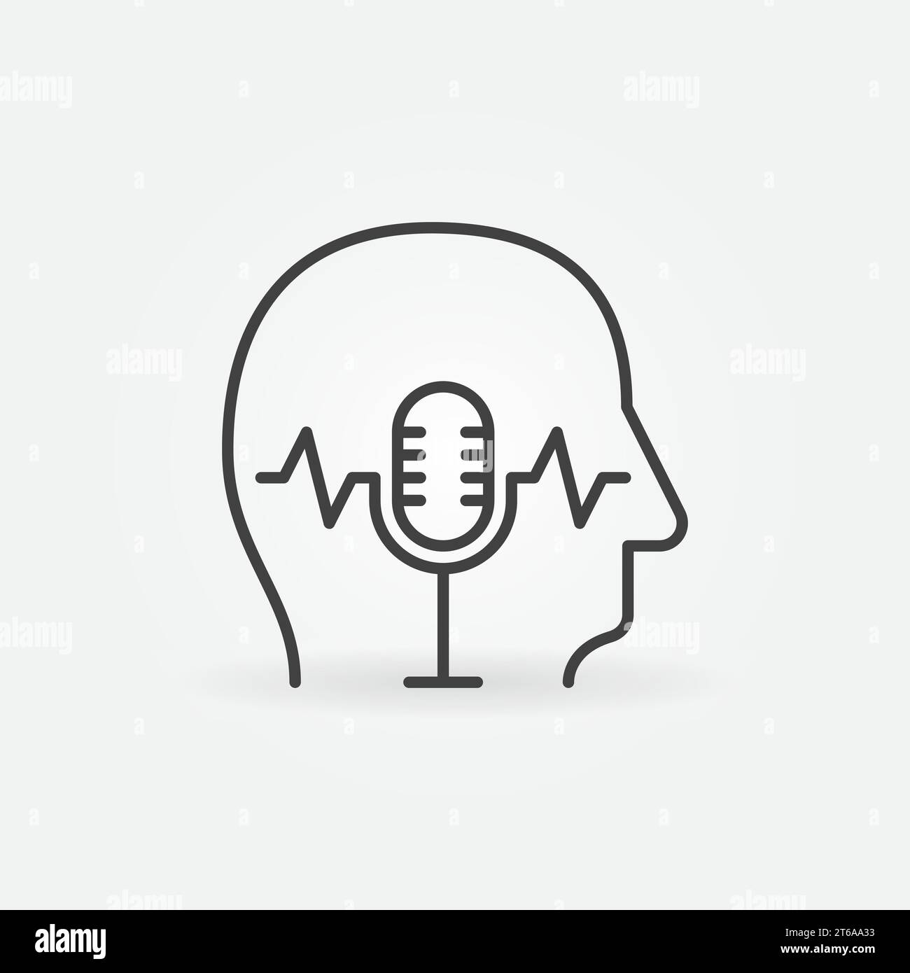 Microphone inside Human Head linear vector concept icon or logo element ...