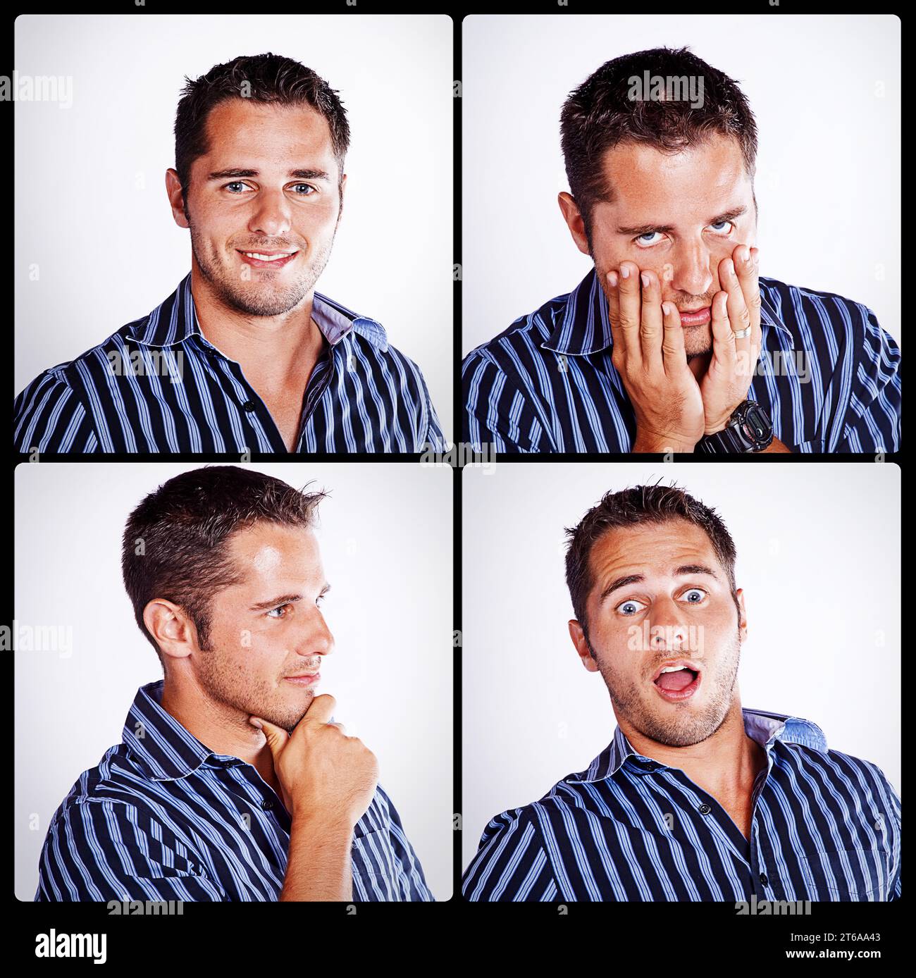 His face says it all. Composite shot of the many expressions of people ...