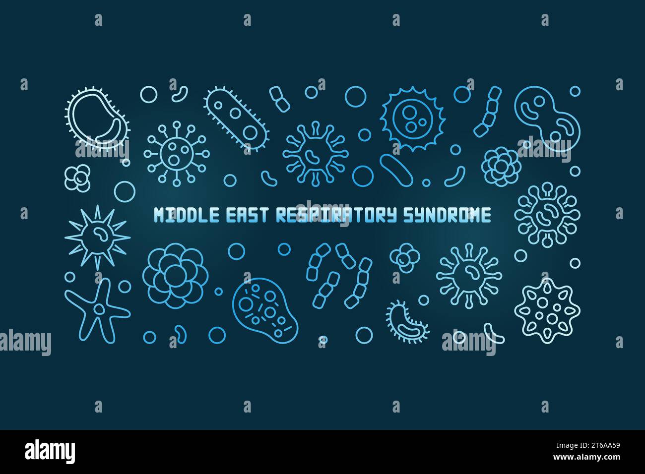 Middle East Respiratory Syndrome blue horizontal illustration. MERS ...