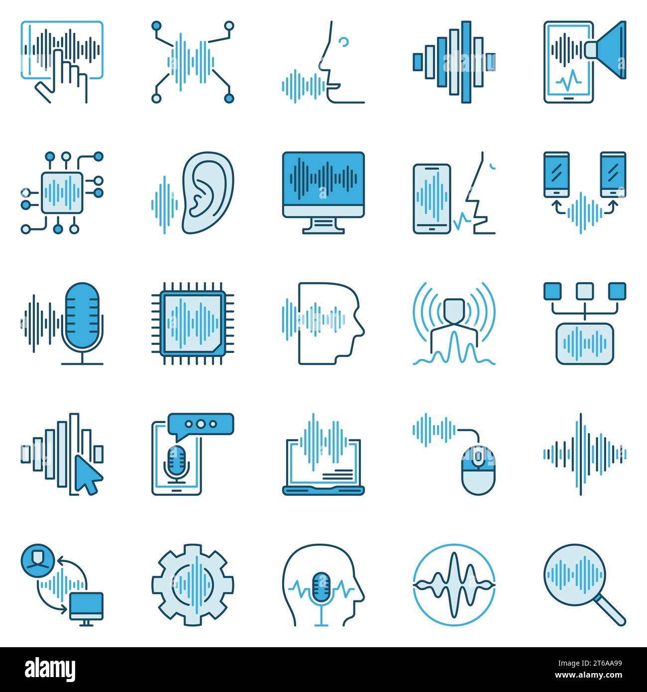 Speech Recognition creative vector icons collection. Voice Command Control and Sound symbols or ...