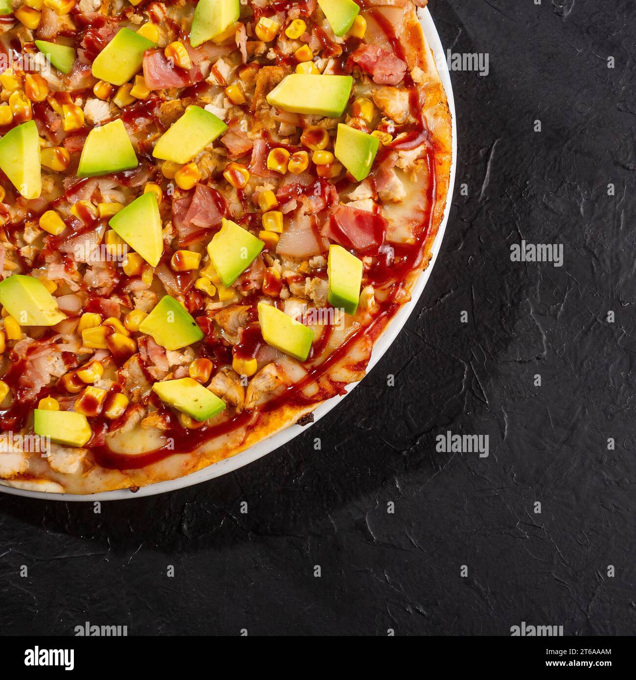 BBQ chicken pizza - Neapolitan sauce and cheese base. Fusion of chicken ...
