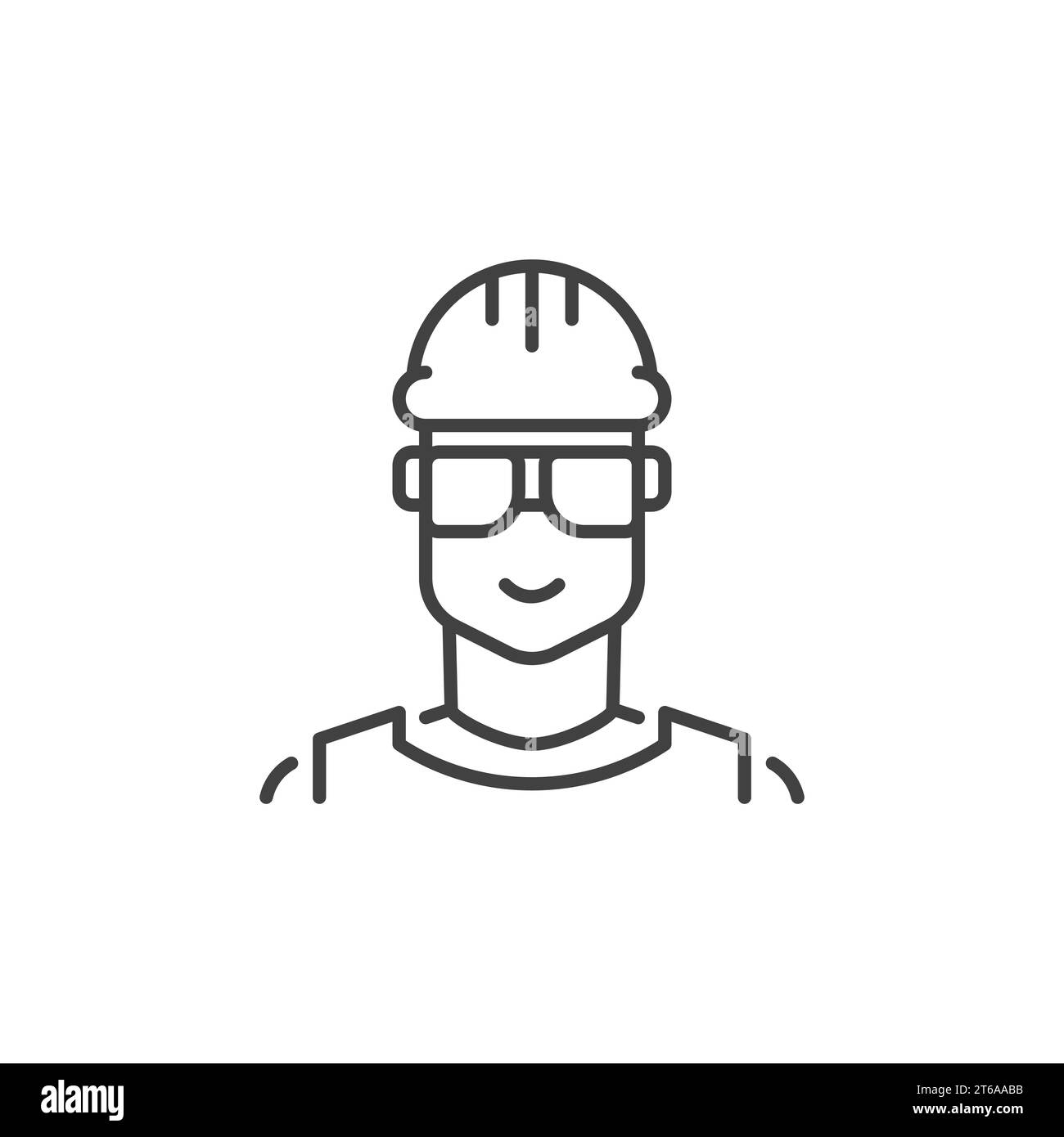 Builder vector concept outline icon. Male worker symbol in thin line ...