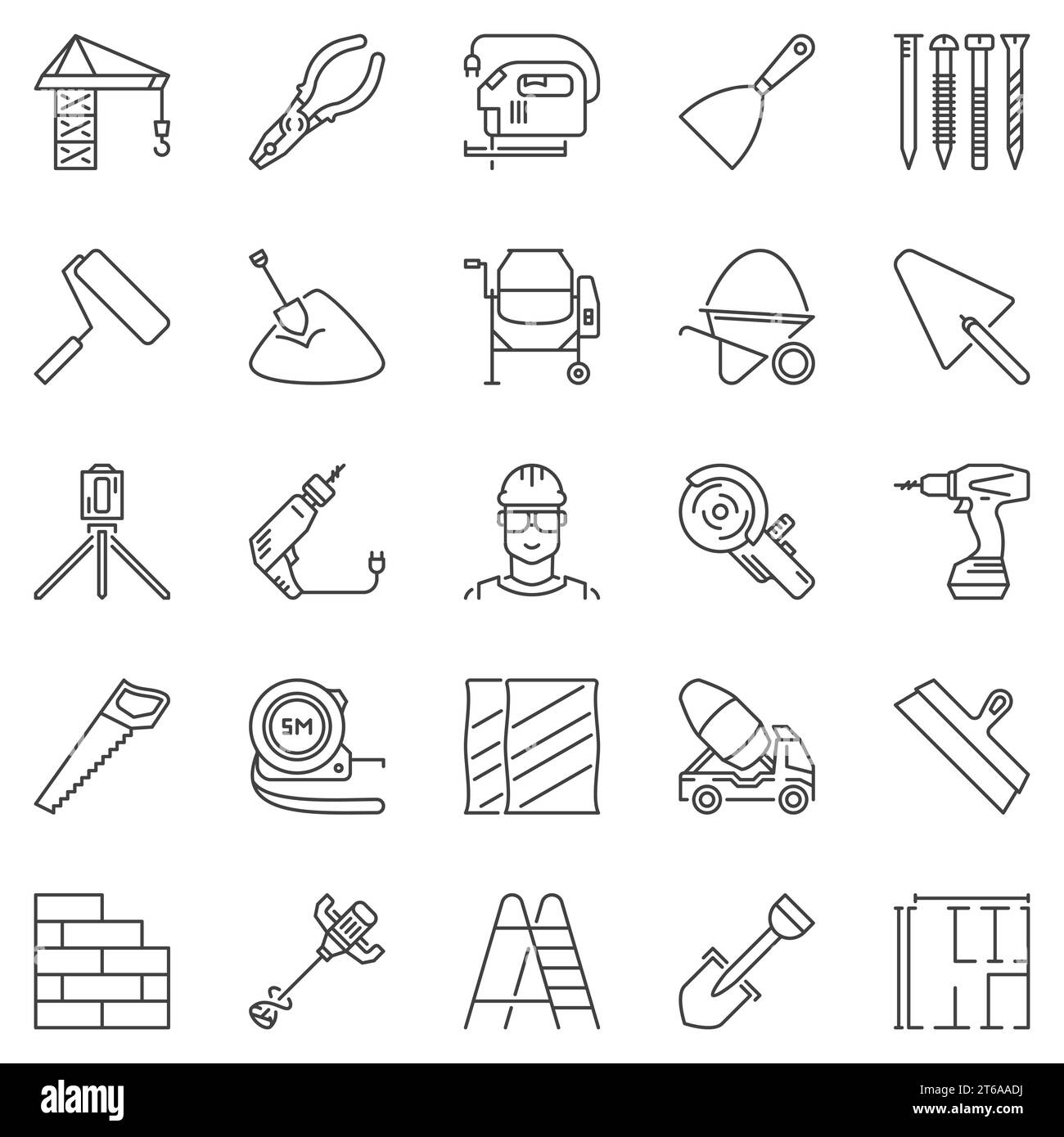 Construction and building vector concept icons set in thin line style ...