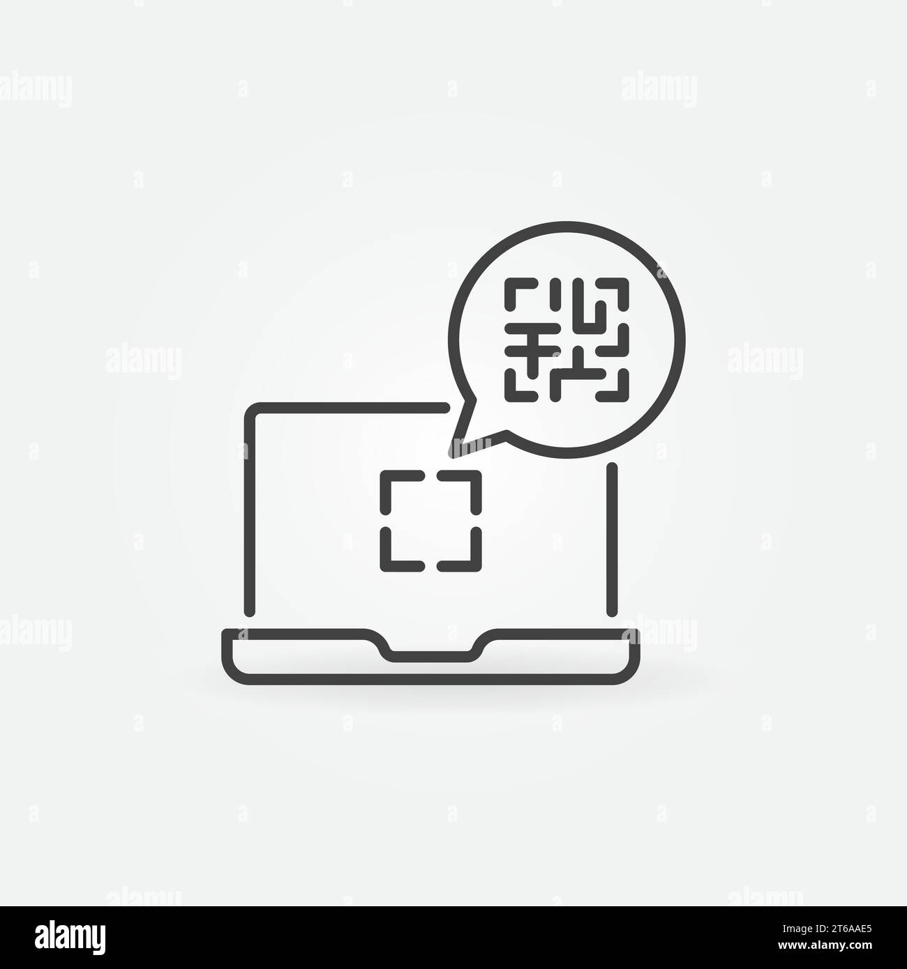 Laptop with QR Code vector concept icon or symbol in thin line style ...