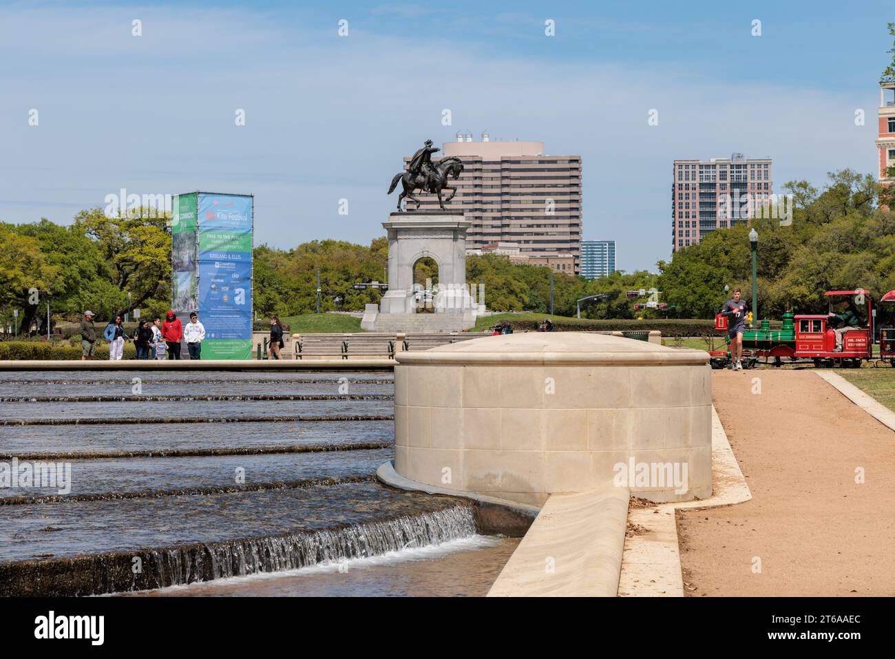 Bronze sculptire of Sam Houston behind the Mary Gibbs and Jesse H ...