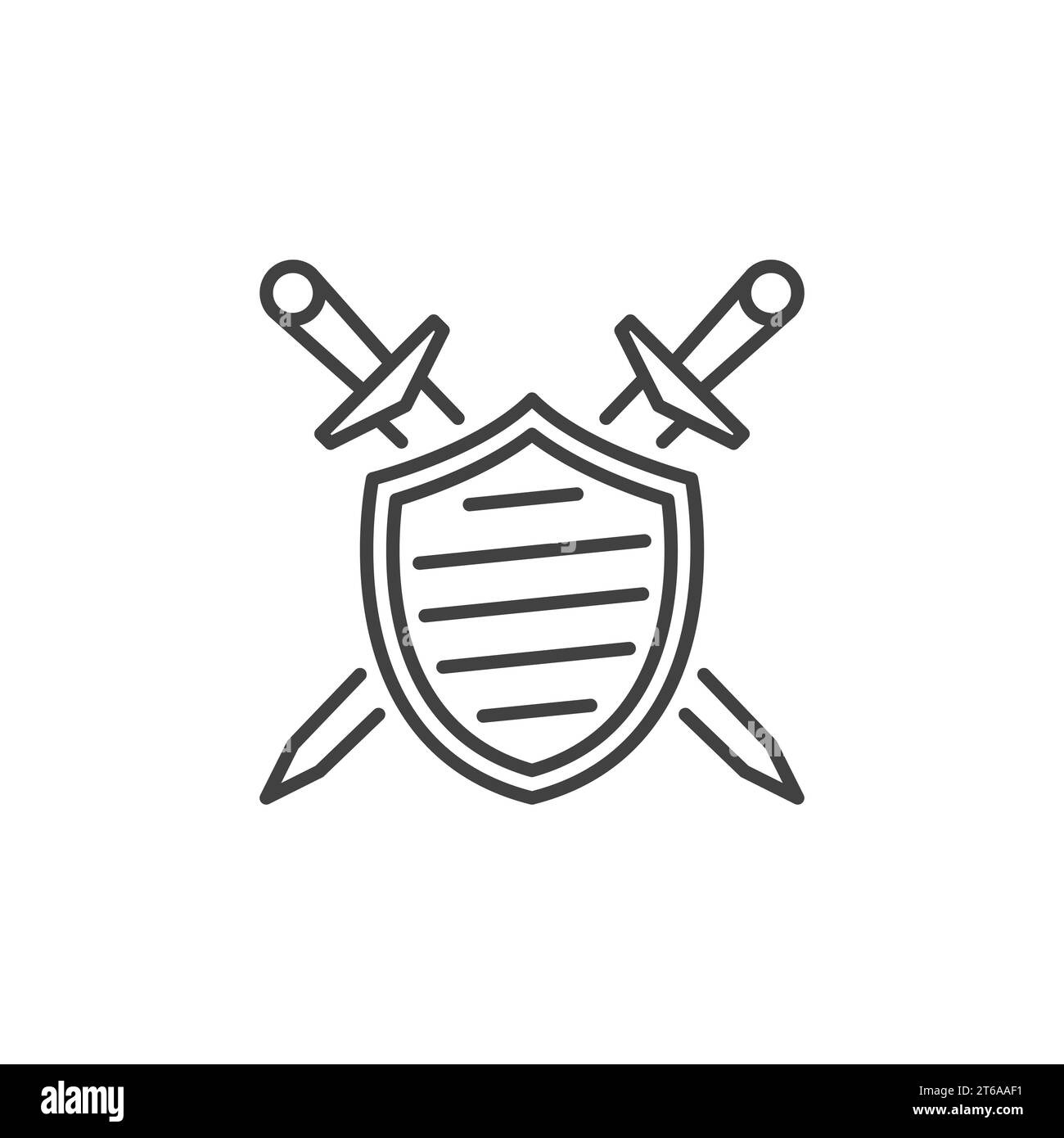 Shield with Crossed Swords vector concept linear icon Stock Vector ...