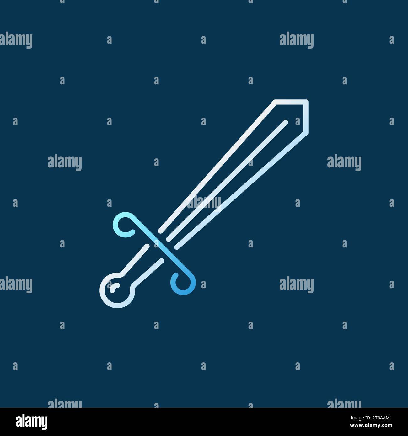 Vector Sword modern colorful icon or sign in outline style on dark ...
