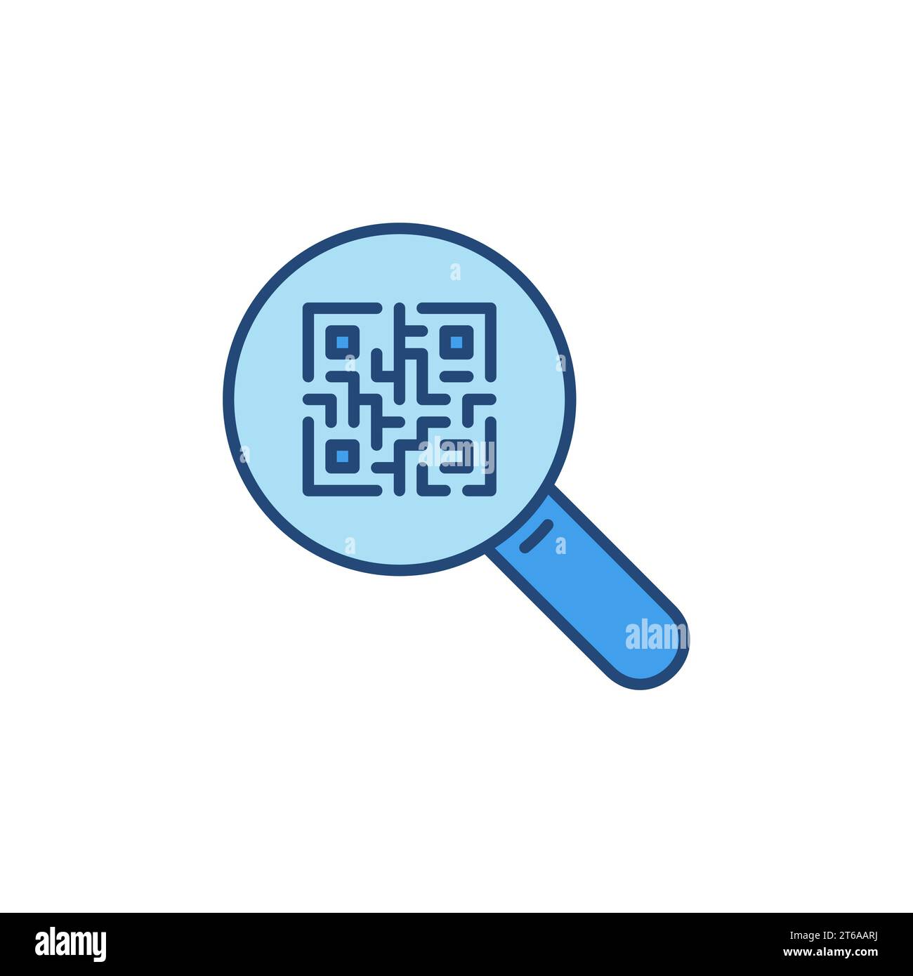 Magnifying Glass with QR Code vector Search concept colored icon or ...