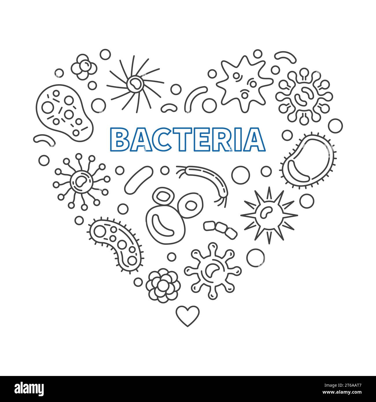Bacteria vector concept heart minimal illustration in outline style ...