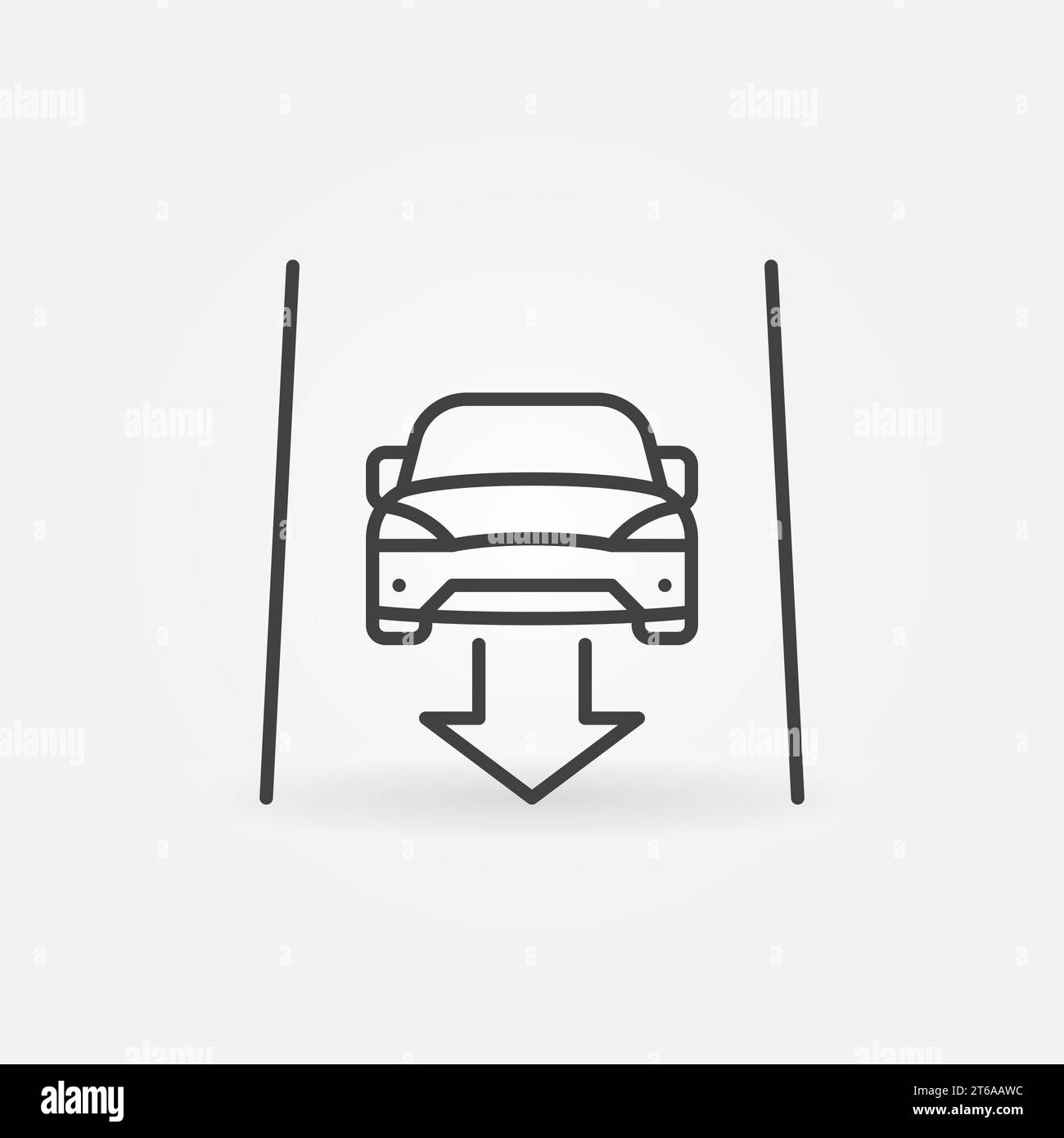 Self-driving or Driverless Car with Arrow on the Road vector thin line ...