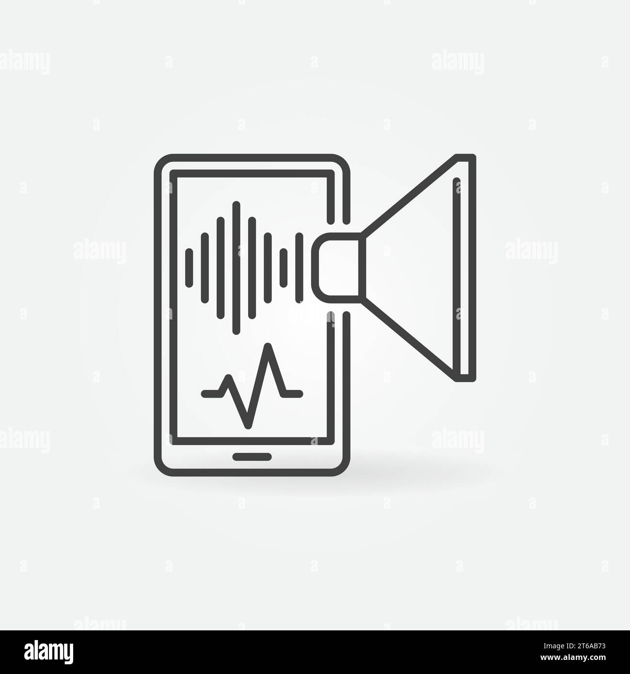 Smartphone With Sound Wave And Speaker Line Icon Voice Command Control Or Assistant Vector