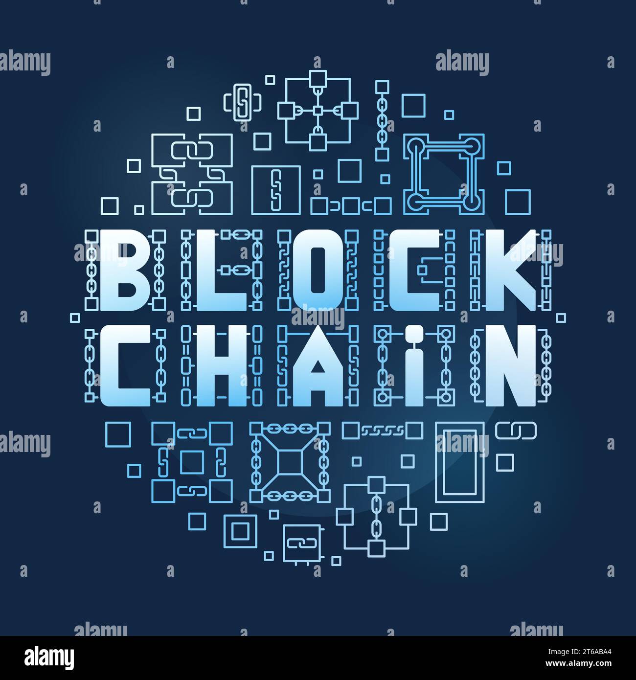 Blockchain Technology blue round outline banner. Vector illustration ...