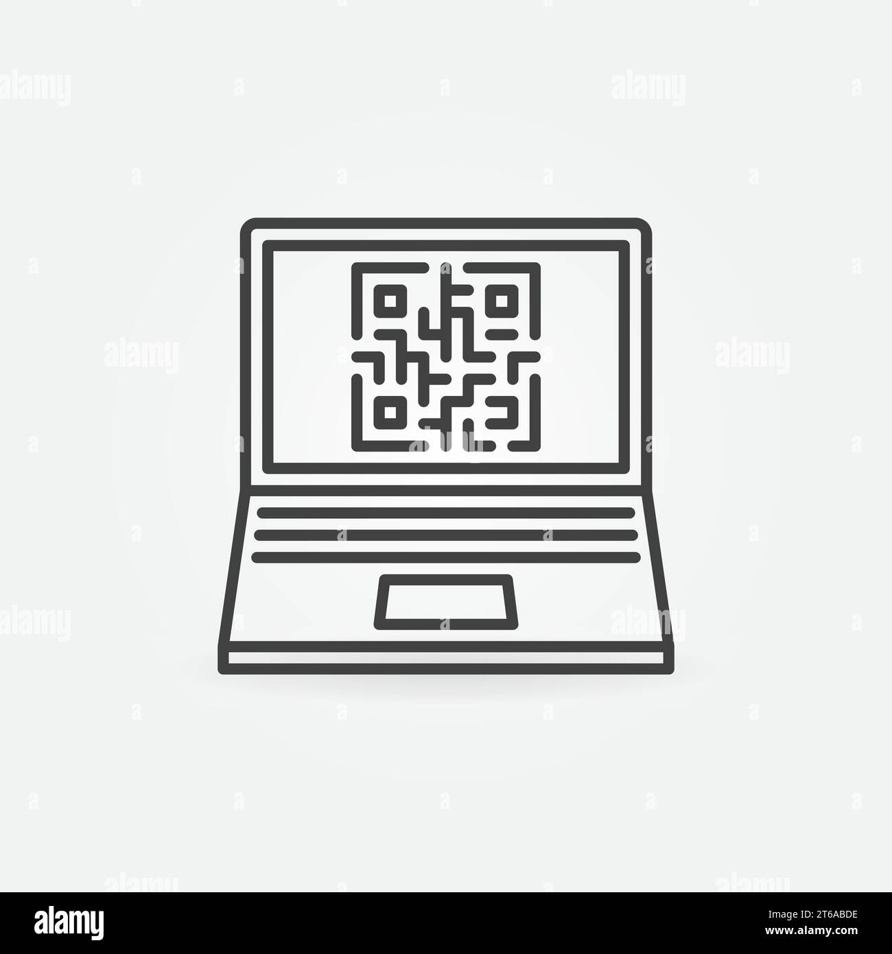 QR Code on Laptop Screen vector concept icon or sign in outline style ...
