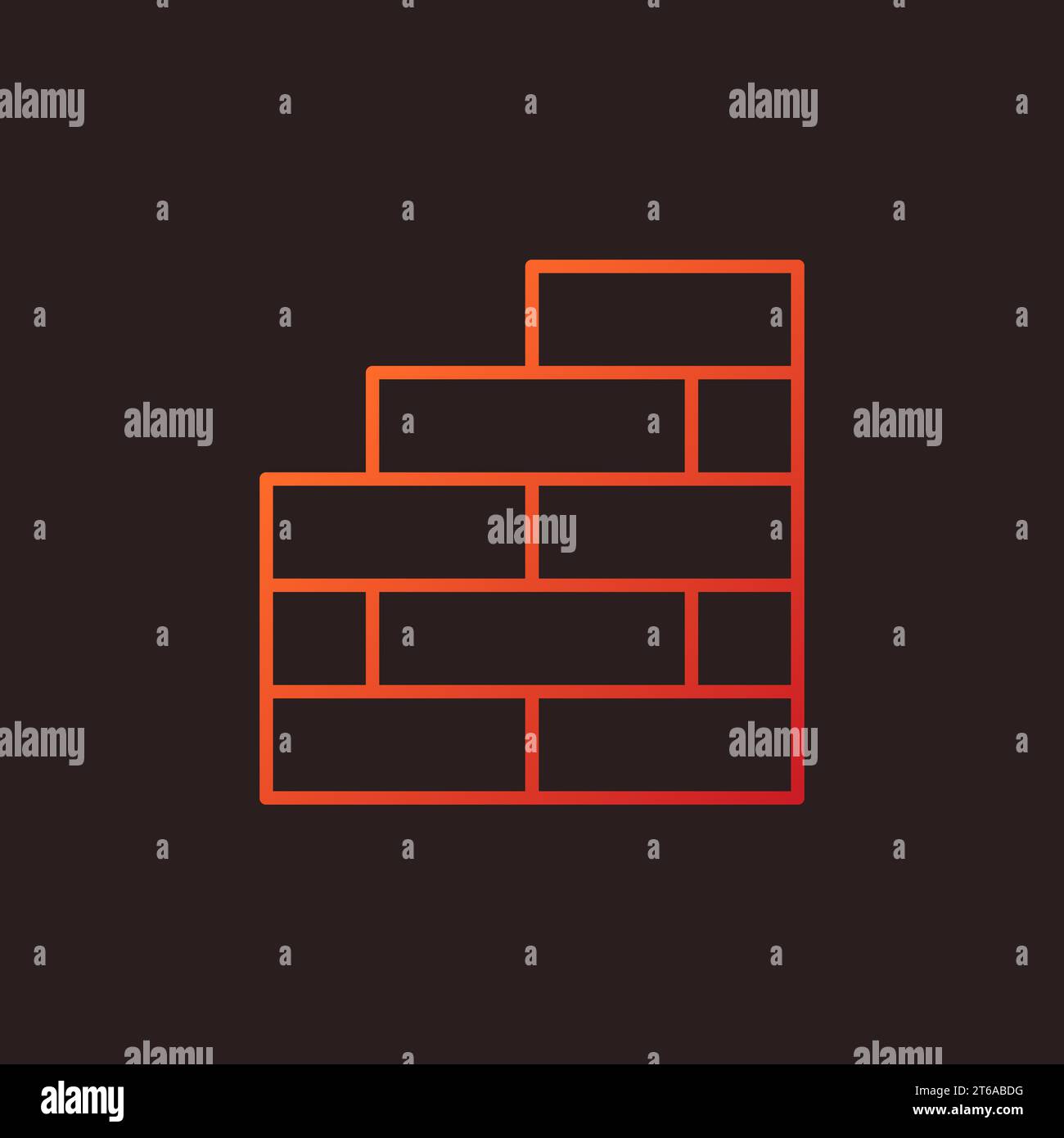 Brick wall vector concept linear colored icon or logo on dark ...