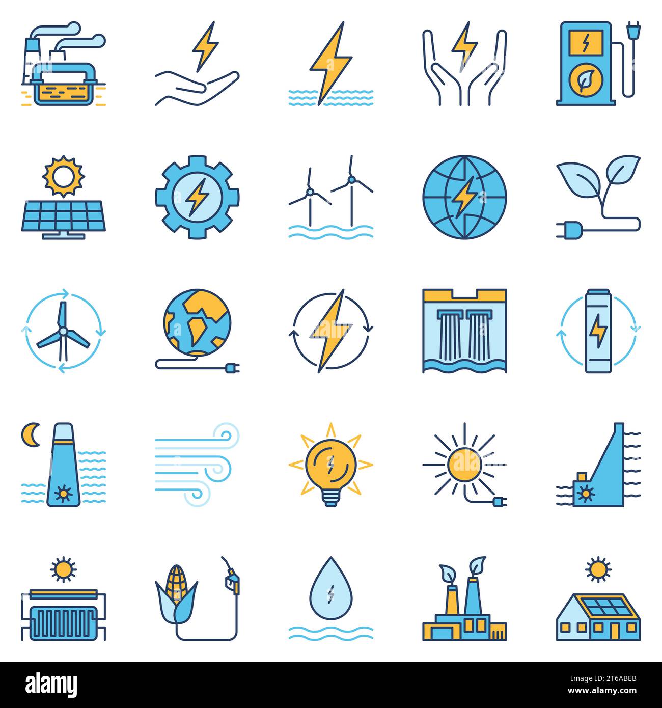 Clean Energy colored icons collection - vector Electric Power and ...
