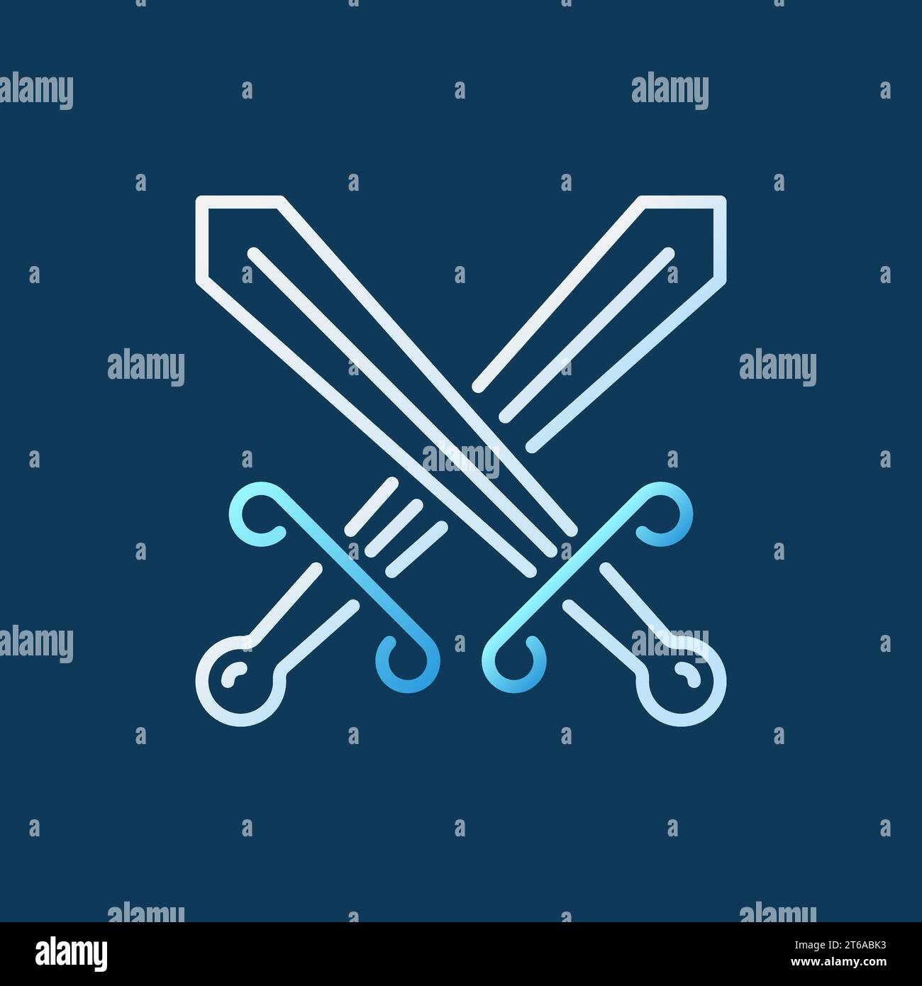 Crossed Swords vector modern colorful icon in outline style on dark ...