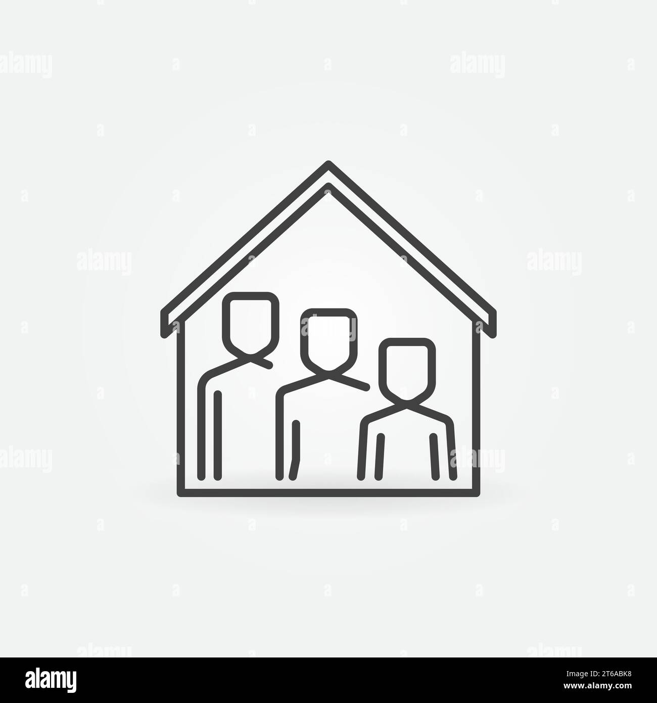 Family under House Roof line icon. Vector Stay Home concept linear ...