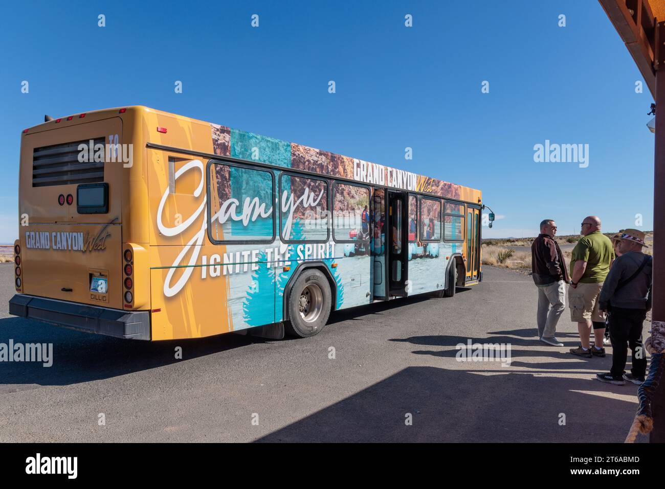 Visitors lined up to take bus transportation from Eagle Point area to ...