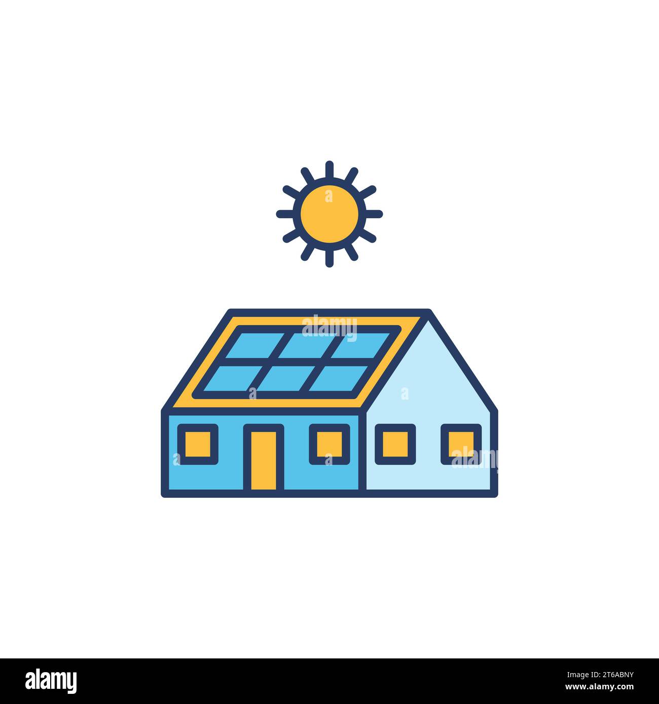 House with Solar Panel on Roof colored icon - Sun Electricity vector ...
