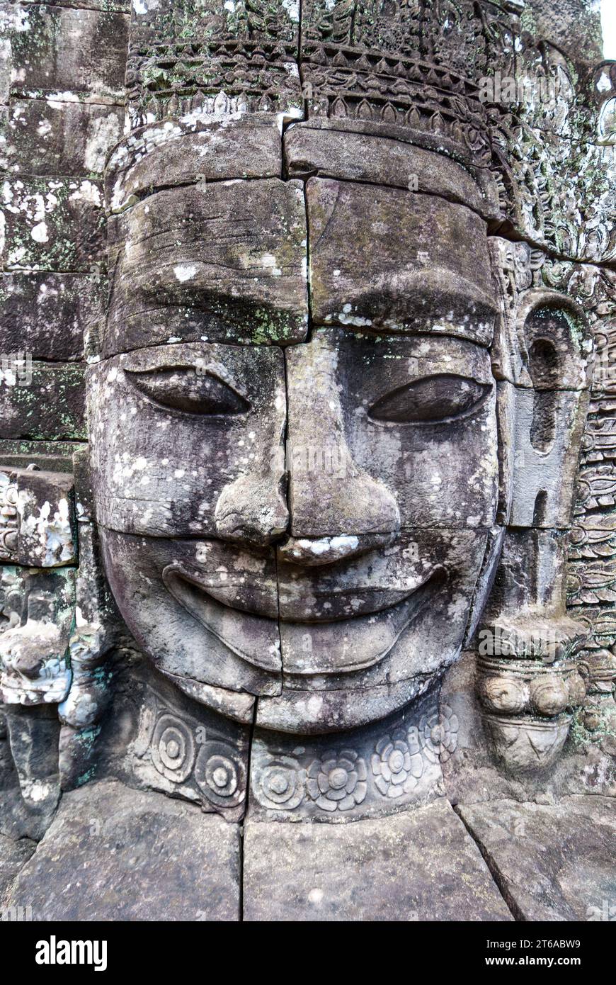 Exterior of the Bayon temple with gargantuan faces, Angkor Thom, Angkor ...