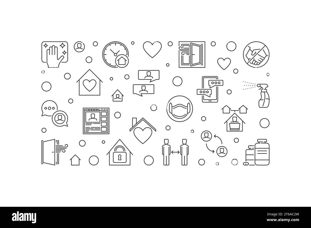 Quarantine vector concept simple horizontal banner or illustration in ...