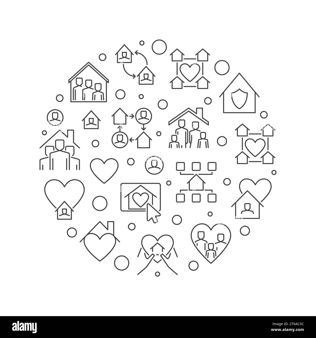 Stay at Home and Stay Safe linear vector concept circular minimal ...