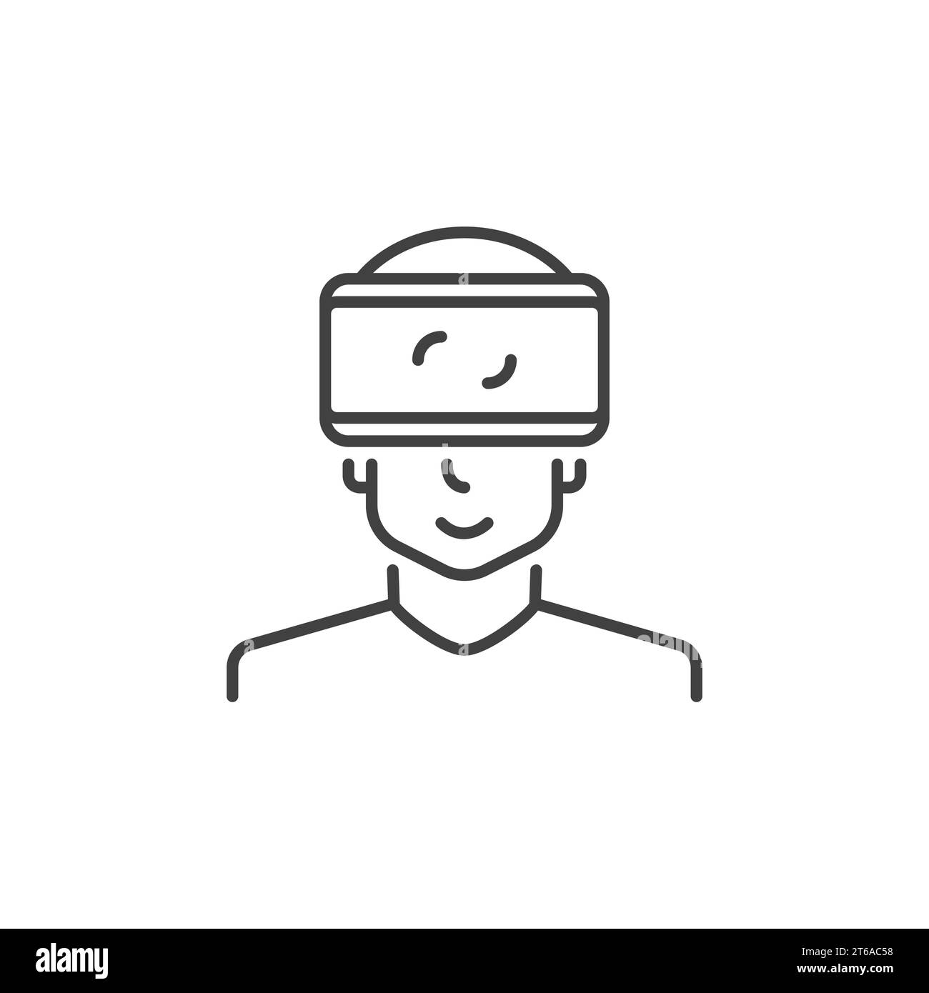 Man with VR glasses vector concept icon or symbol in outline style ...