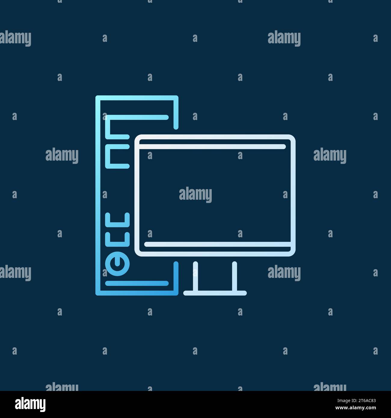 Gaming PC vector colored concept outline icon on dark background Stock ...