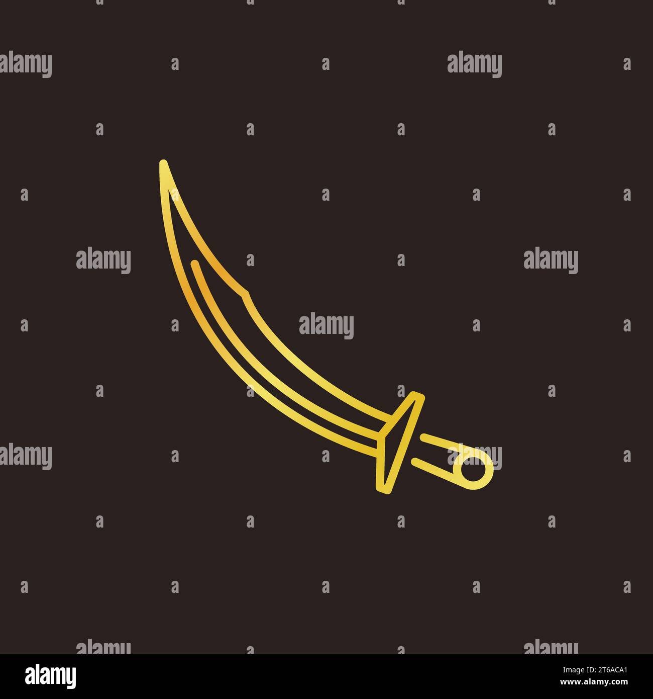 Ottoman Scimitar vector colored linear icon or logo element on dark ...
