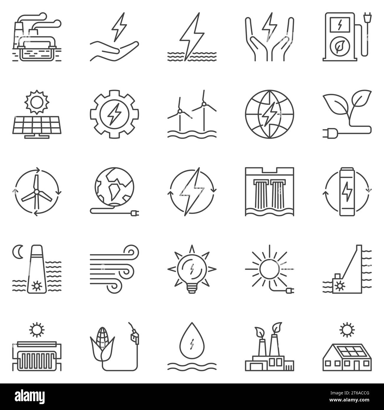 Clean Energy outline icons set. Vector Renewable Eco Green Energy line ... Clean Energy outline icons set. Vector Renewable Eco Green Energy line ...