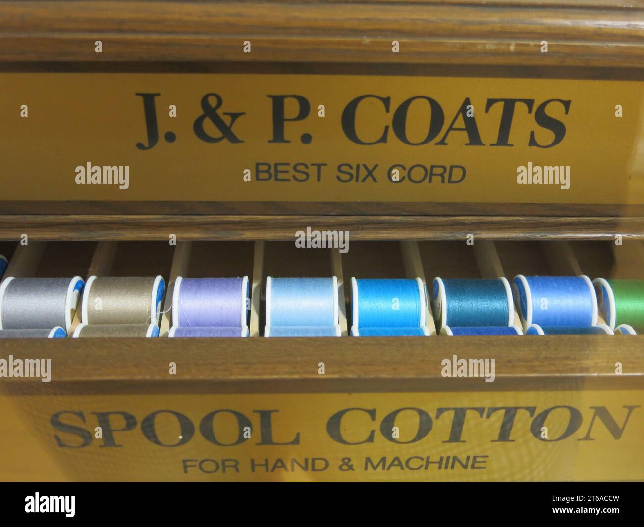 Drawer in a display cabinet of J&P Coats spool cotton reels in the ...