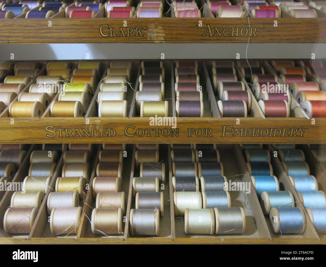 A drawer of coloured threads / cotton reels for sewing & embroidery on ...