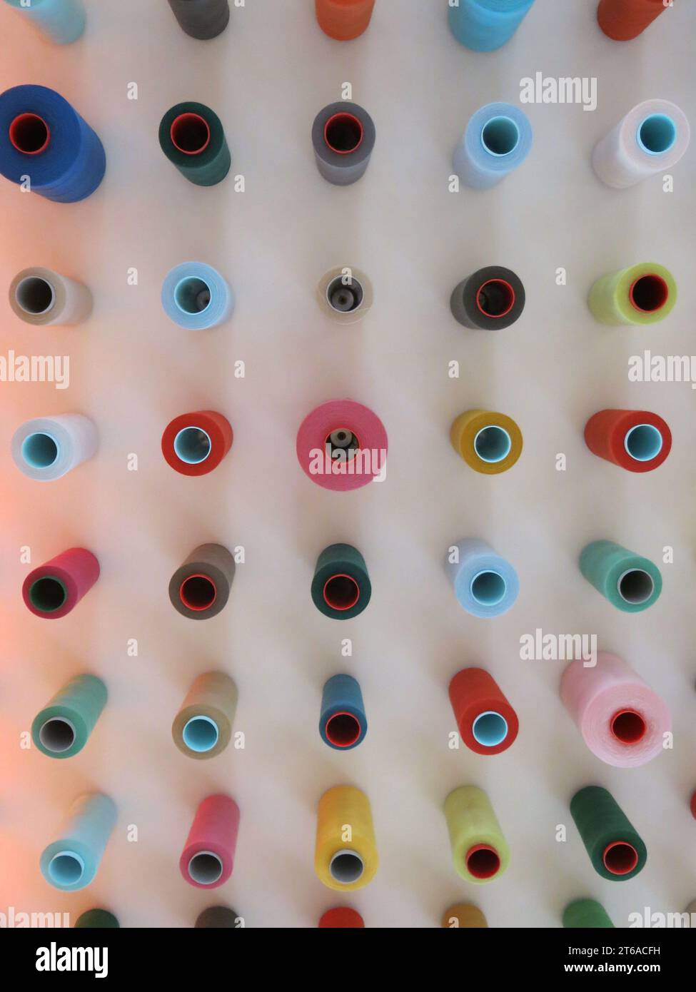 Abstract image of lines of coloured circles formed from a display of ...