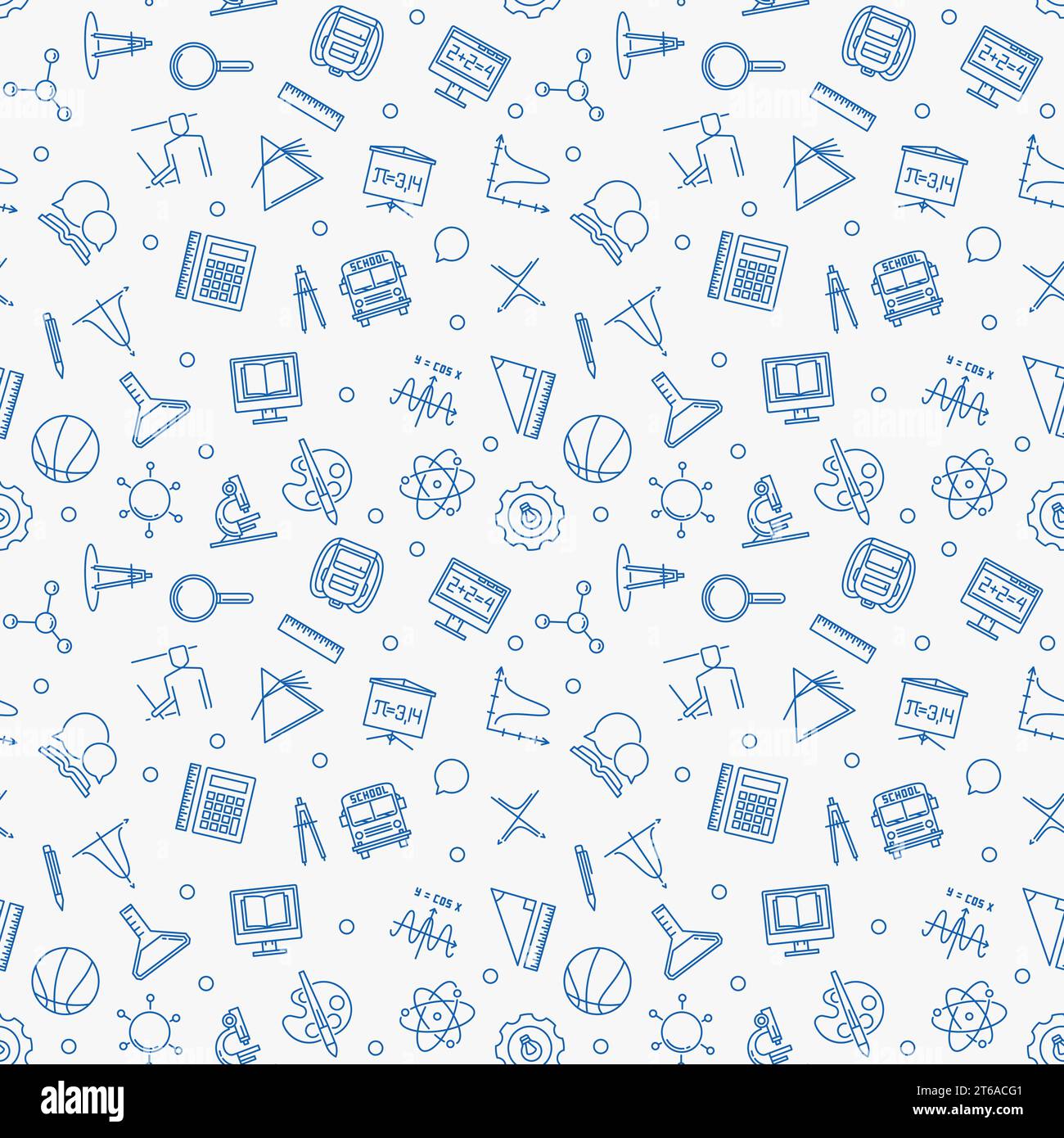 Welcome back to school vector outline minimal seamless pattern or ...