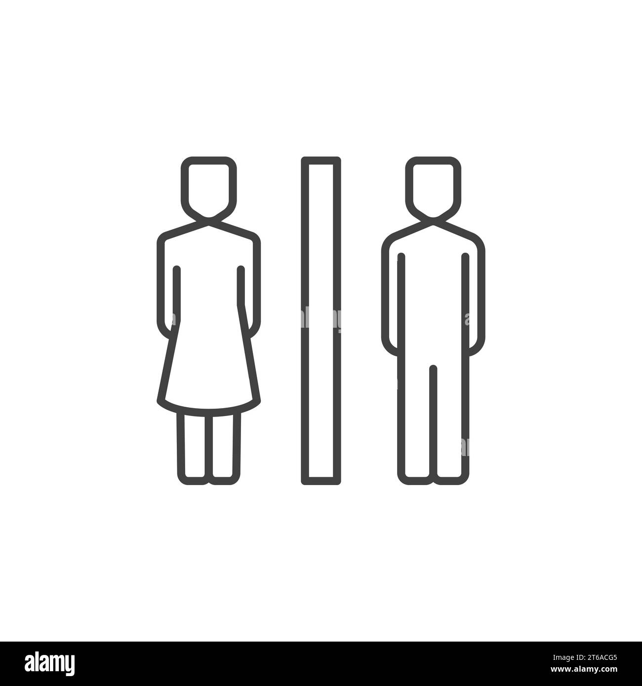 WC concept linear icon. Vector Woman and Man Toilet outline symbol ...