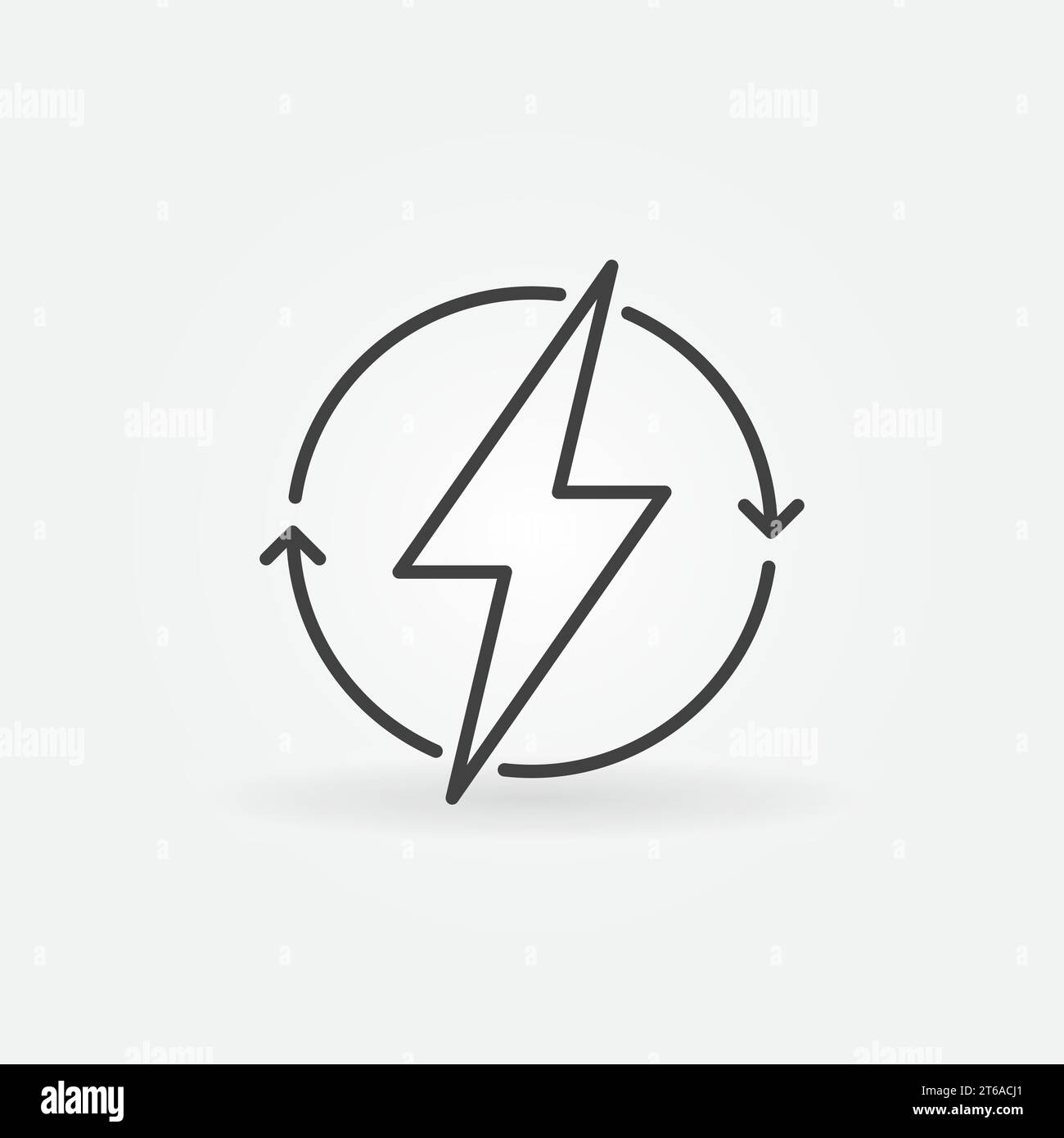 Renewable Energy linear icon. Lightning inside Arrows vector concept ...