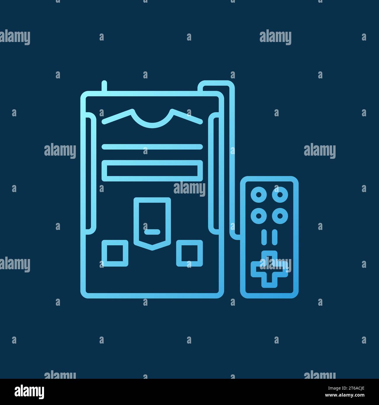 Vector Retro Gaming Console concept outline colored icon on dark ...