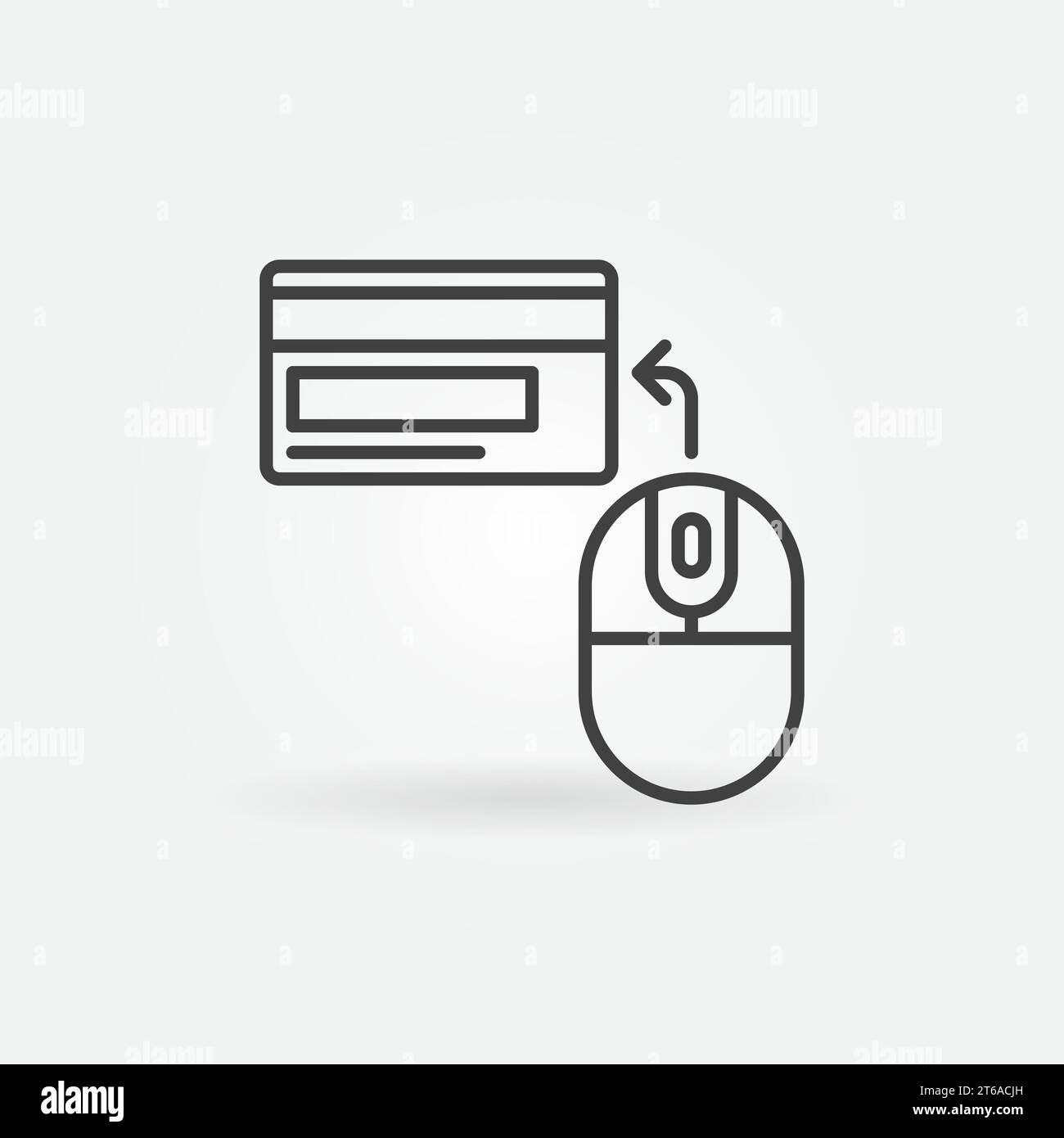 Computer Mouse with Credit Card vector outline icon. Online Banking ...