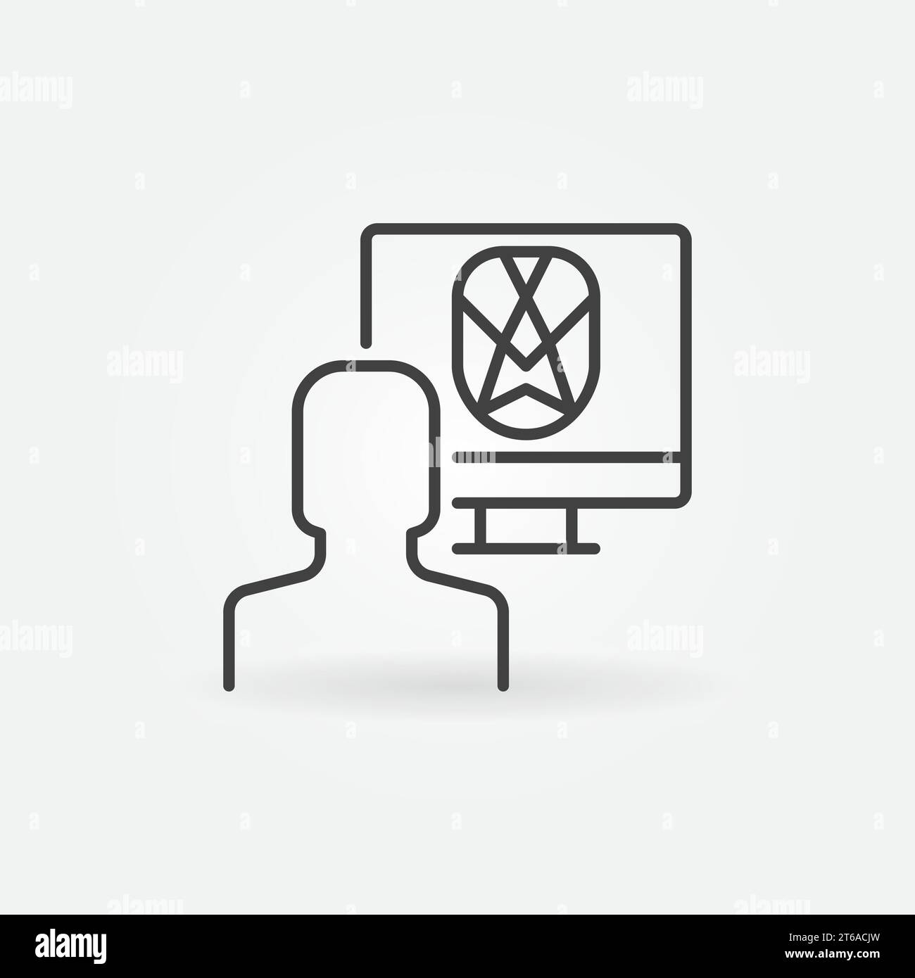 Computer Human Face Verification Technology line icon. Man in front of ...