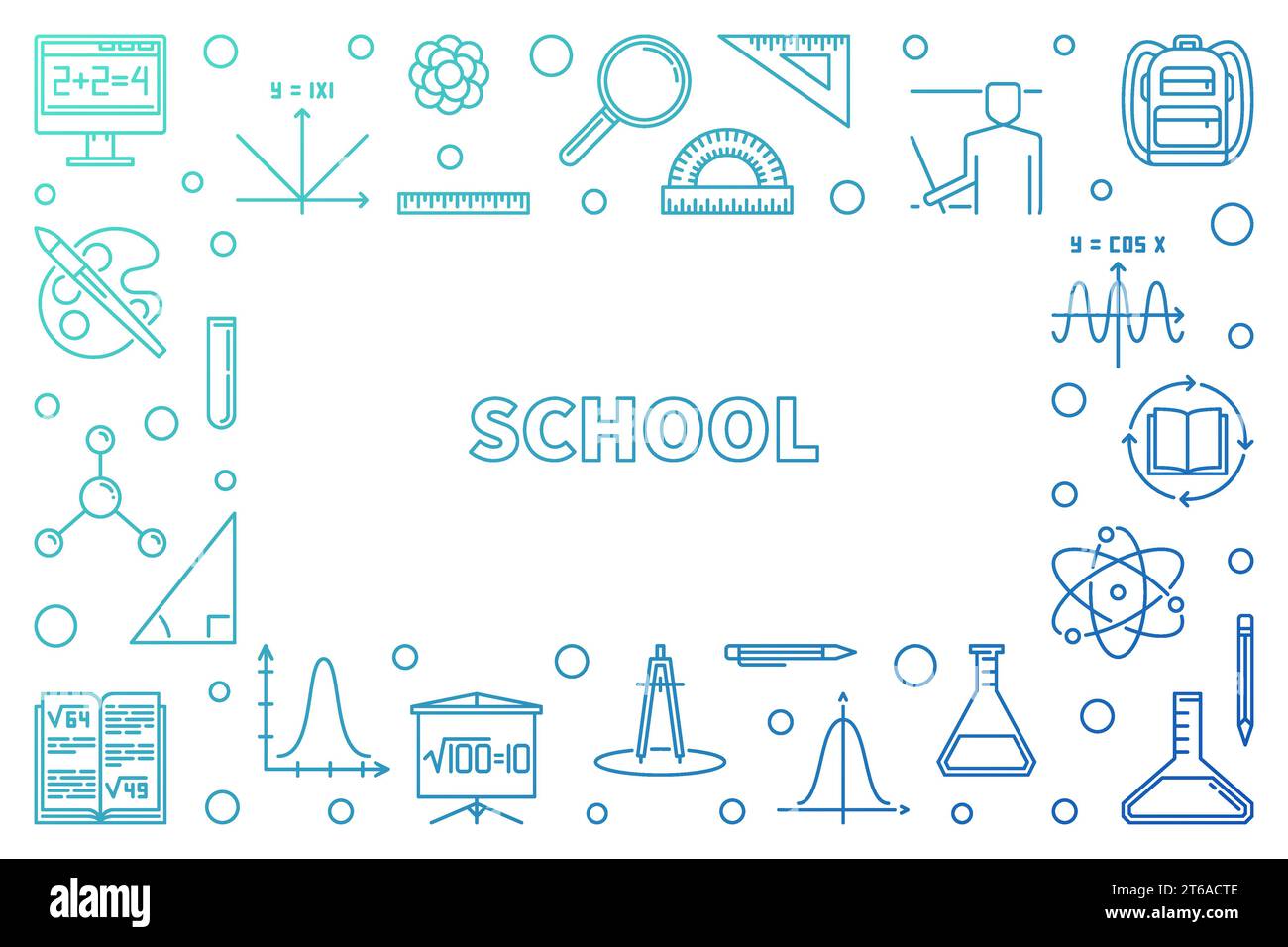 School concept modern outline frame - vector illustration on white ...
